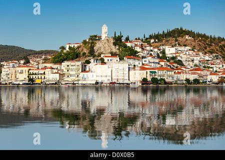 The beautiful town of Poros island, Saronic Gulf, Greece Stock Photo ...