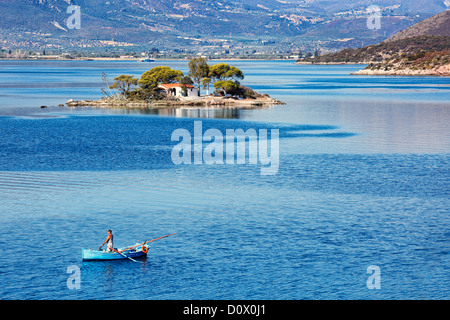 The small island Daskalio across Poros, Greece Stock Photo - Alamy
