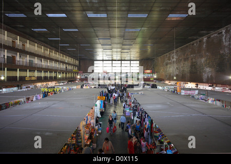 Bucharest, Romania, Marktstaende and customers in a market hall on ...