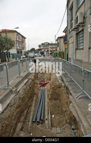 roadworks for the laying of pipes and conduits for electricity and ...