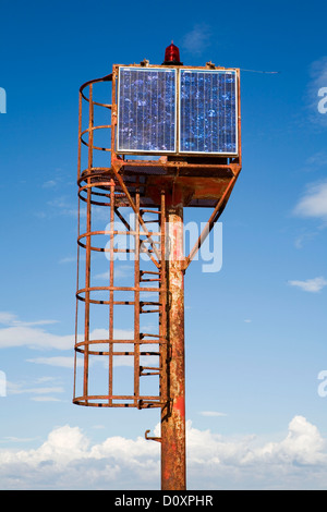 Solar Powered beacon to entrance to port Stock Photo - Alamy