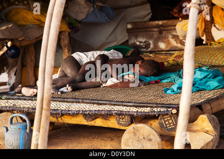 Tuareg children sleep in Tuareg tent in Niger, Africa Stock Photo - Alamy