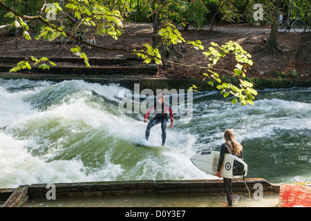 Surfer on the Eisbach, Munich, Bavaria, Germany Stock Photo - Alamy