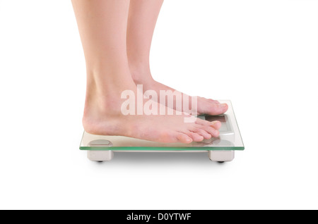 legs on scales isolated on white background Stock Photo - Alamy