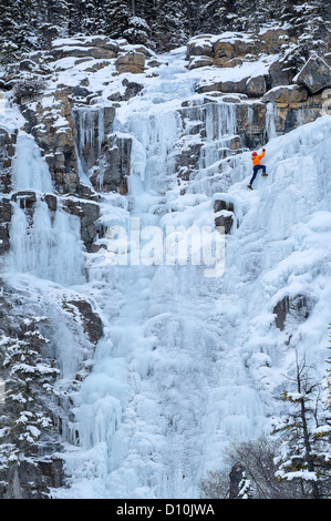 Alberta, Canada, ice, ice climber, Jasper National Park, Tangle Falls ...