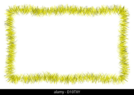 Christmas yellow tinsel frame on white background Stock Photo - Alamy