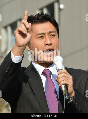A candidate makes a stump speech in Tokyo on Jan. 23, 2026, ahead of ...