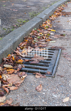 A street drain at the side of a road Stock Photo - Alamy