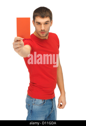 handsome man with red card Stock Photo - Alamy