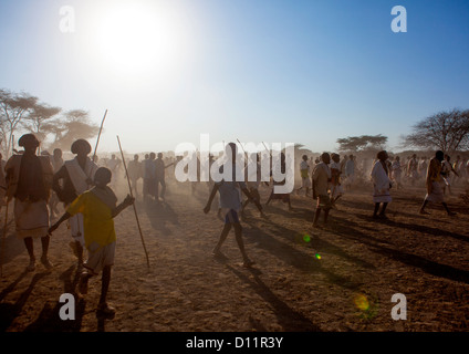 Group Of Karrayyu Tribe Men Walking With The Oromo And Ethiopian Flags ...