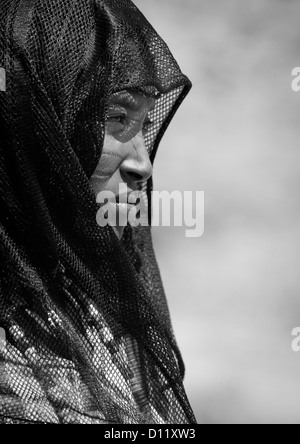 Karrayyu Tribe Woman With Black Headscarf And Colourful Necklaces Under ...