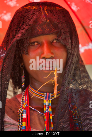 Portrait Of A Karrayyu Tribe Woman With Colourful Necklaces And Black ...