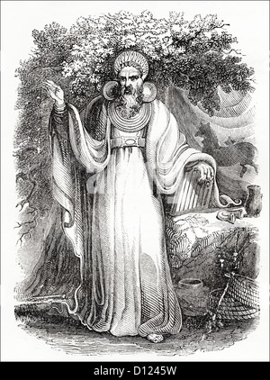 An old engraving of an Arch-Druid in Britain. The illustration shows ...