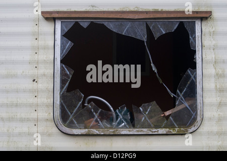 derelict mobile home homes trashed smashed window windows vandalized ...