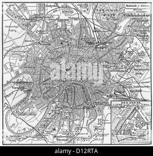 Map of Moscow, Russia, 19th century engraving Stock Photo - Alamy