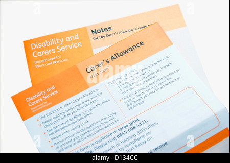 Carer's Allowance application claim form (Disability & Carers Service ...