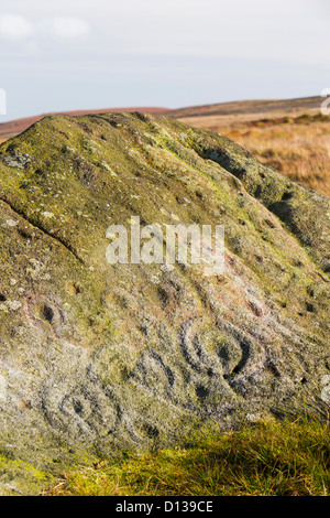 The Badger Stone on Ilkley moor, an ancient millstone grit megalith ...