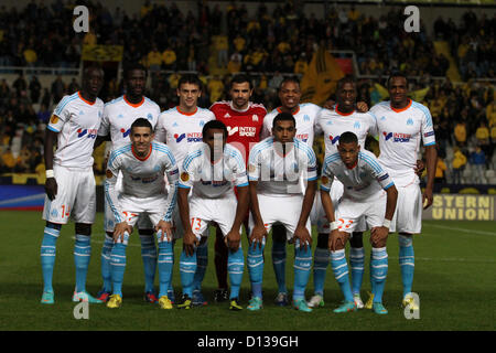 Nicosia, Cyprus. 6th December 2012 -- AEL Limassol players celebrate a ...