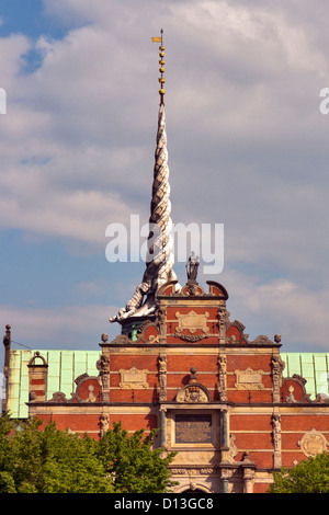The Copenhagen Stock Exchange spire with the tails of four dragons ...