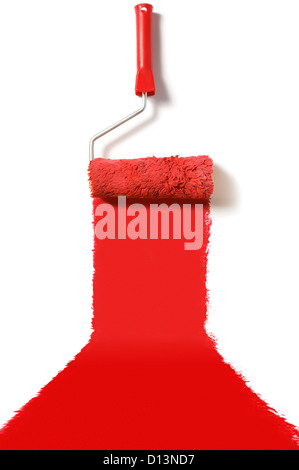 roller brush with red paint Stock Photo - Alamy
