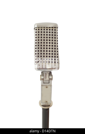 Vintage recording, announcing or singing microphone isolated on white ...