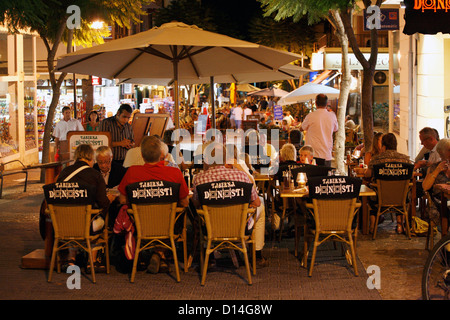 Nightlife in the port city Port d'Alcudia on Majorca, Spain Stock Photo ...