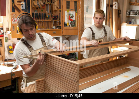 Duesseldorf, Germany, apprentice carpenter in a carpentry workshop ...
