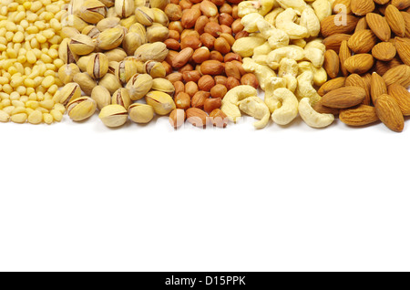 various nuts on white background Stock Photo - Alamy