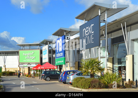 Lakeside retail park and very large signs above store entrances Stock ...