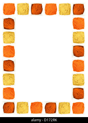 Composition with blank sheet of paper and spices on light background ...