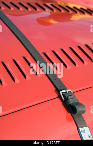 Classic car leather bonnet strap Stock Photo - Alamy