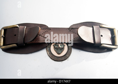 leather hood strap on classic car Stock Photo - Alamy