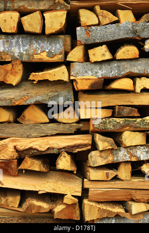 Big pile of wood in a forest road Stock Photo - Alamy