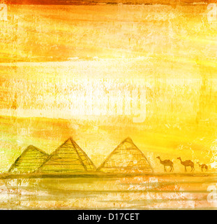 old paper with pyramids giza , raster Stock Photo - Alamy