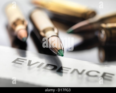 Forensic evidence Bullets and evidence bag Stock Photo - Alamy