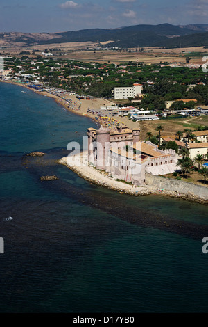Italy, Lazio, Ladispoli, aerial view of the tirrenian coast and the ...