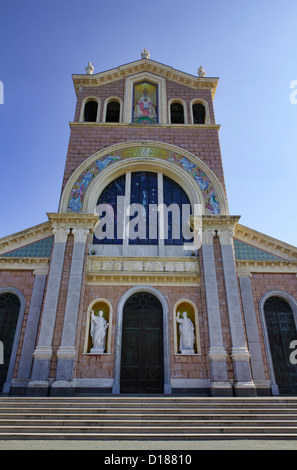 Italy, Sicily, Tindari, St. Mary Sanctuary, one of the marble statues ...