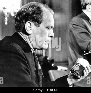 House Republican Leader Gerald Ford of Michigan talks to reporters at ...