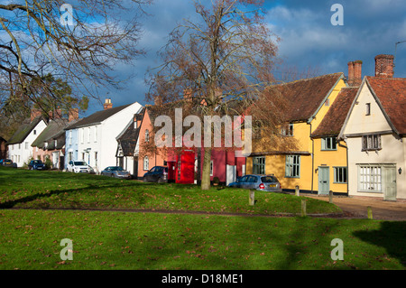 Village green with painted cottages Hartest Suffolk Stock Photo - Alamy