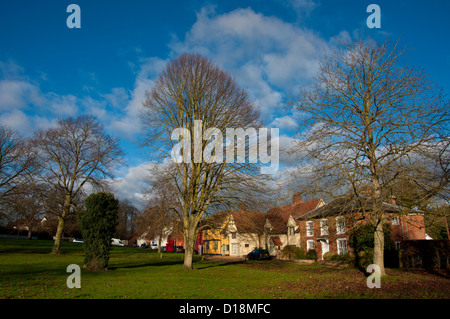 Village green with painted cottages Hartest Suffolk Stock Photo - Alamy