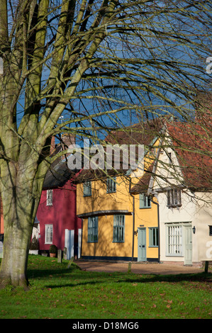 Village green with painted cottages Hartest Suffolk Stock Photo - Alamy