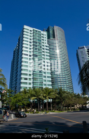 High rise buildings in Makati. Blue sky and clouds. Metro Manila ...