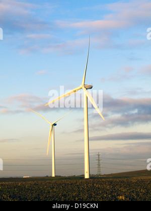 Two of the five 2MW REpower MM92 wind turbines at the Seamer North ...