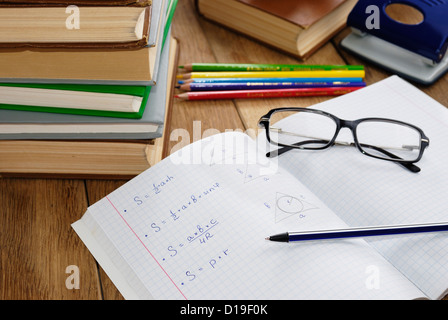 Pile of books, writing-book and pen Stock Photo - Alamy