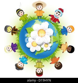 illustration of different family around the world Stock Photo - Alamy
