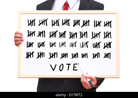 businessman show result of score from voting Stock Photo - Alamy