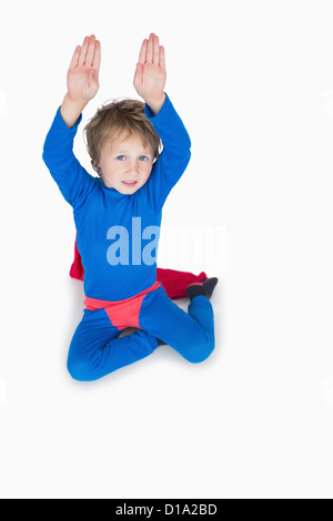 Boy pretending to be Superman Stock Photo - Alamy