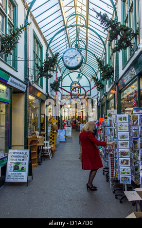 Okehampton Devon England. December 9th 2012. Victorian Shopping Arcade ...
