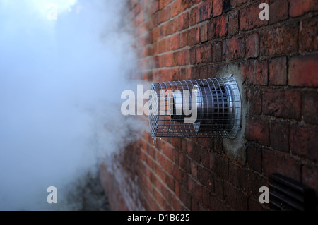 Gas condensing boiler vent or flue on outside wall of house Stock Photo ...