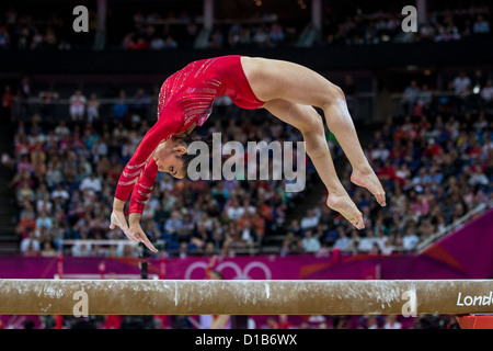 Alexandra Raisman (USA) competes on the balance beam during the women's ...